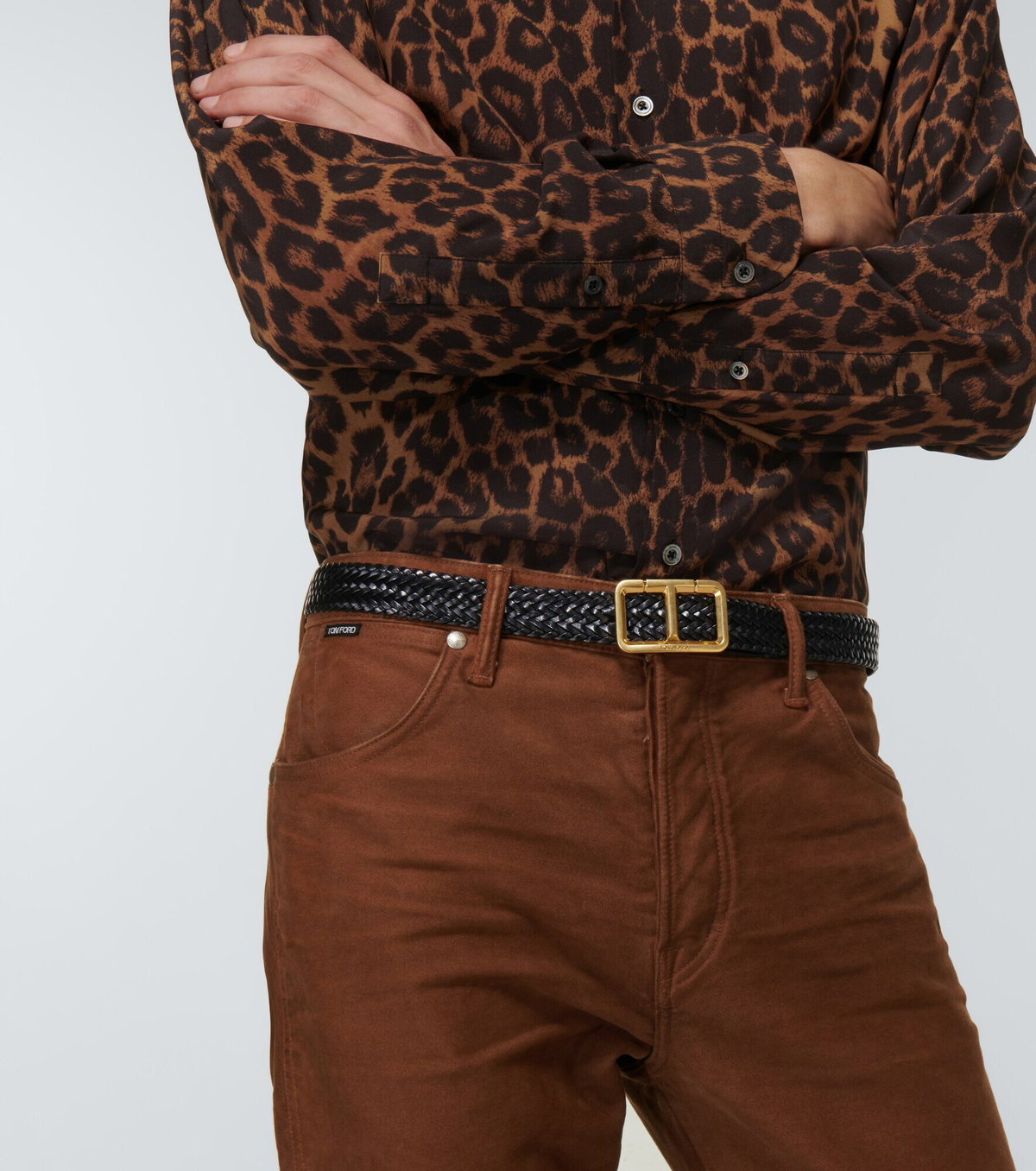 Tom Ford - T woven leather belt TOM FORD