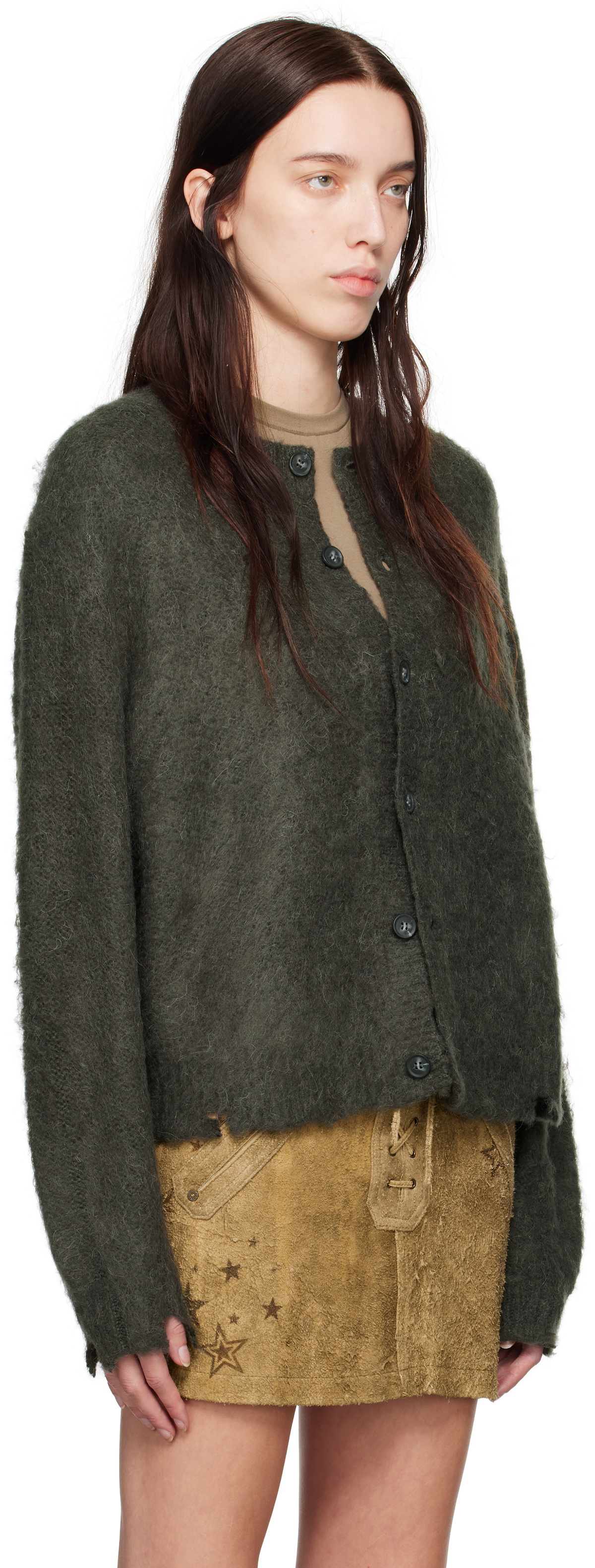 GUESS USA Gray Fuzzy Cardigan GUESS
