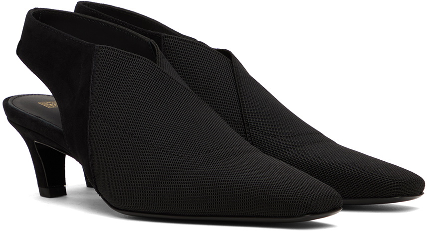 TOTEME Black 'The Mid Heel Elastic Slingback' Heels Toteme