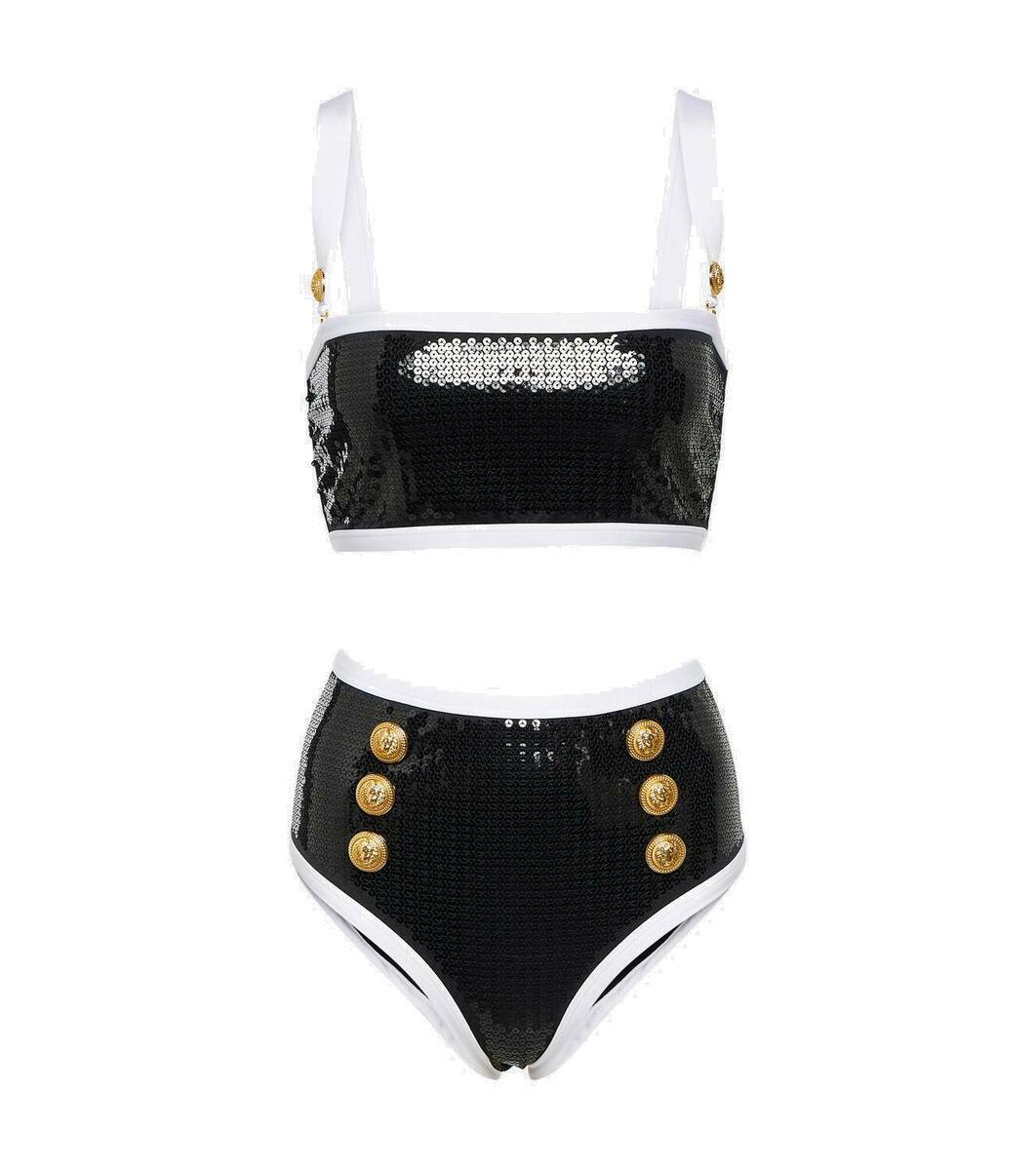 Balmain Sequined high-rise bikini Balmain