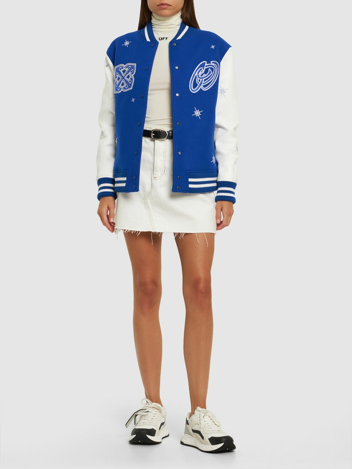 OFF-WHITE - Bling Stars Wool Blend Varsity Jacket Off-White