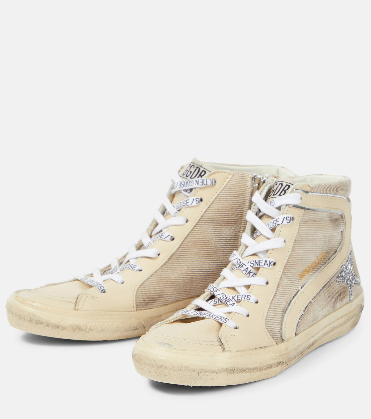 Golden Goose - Slide leather and corduroy sneakers Golden Goose Deluxe ...
