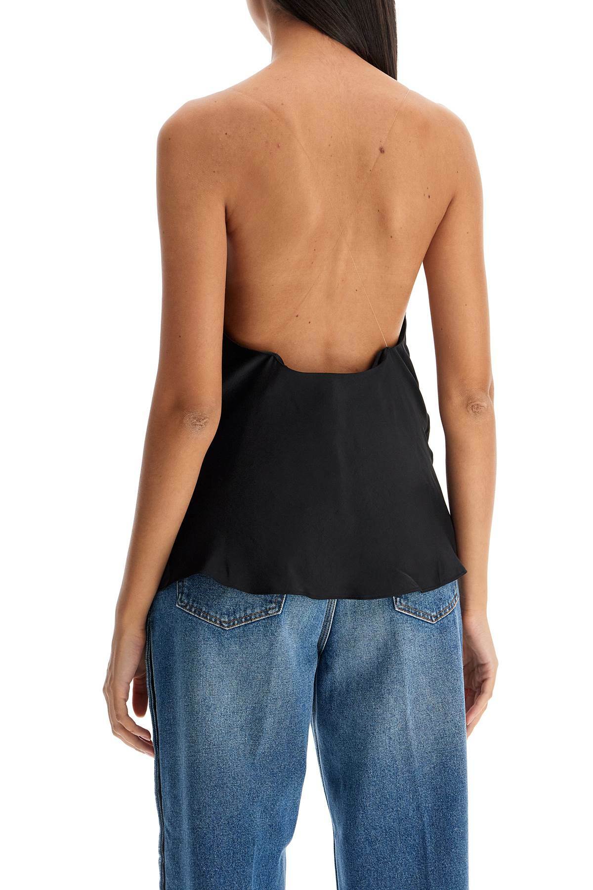 Y PROJECT satin top with draped neckline and low Black Y/Project