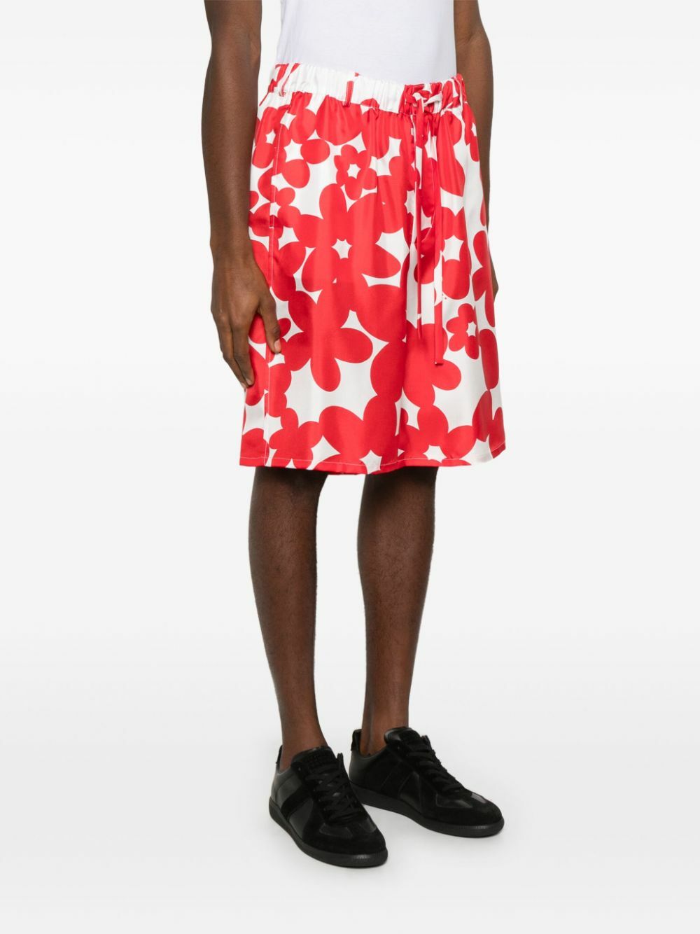 Marni Red Floral-Print Shorts Marni