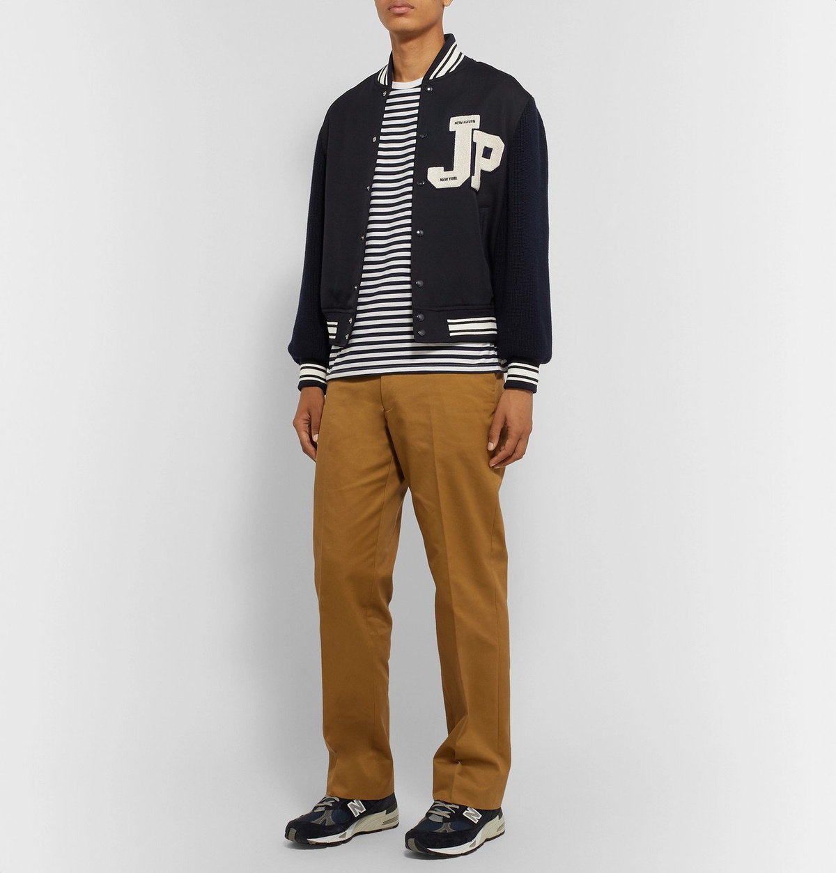J.Press - Logo-Appliquéd Wool Bomber Jacket - Blue J.Press
