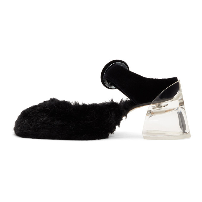 Simone Rocha Black Faux-Fur Heeled Sandal Simone Rocha