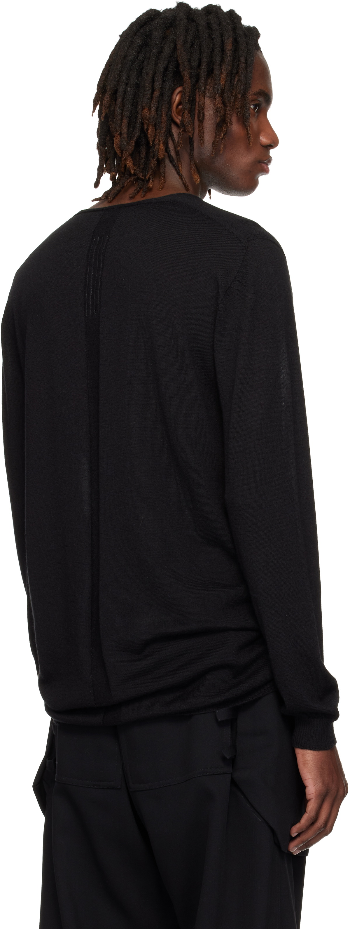 Rick Owens Black Temple Oversize Extreme V Neck Sweater Rick Owens