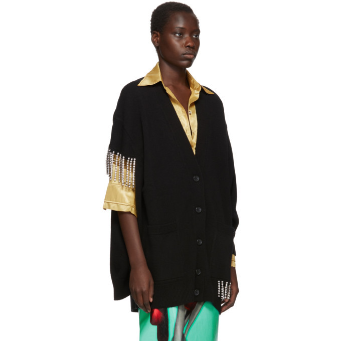 Christopher Kane Black Crystal Cupchain Cardigan Christopher Kane