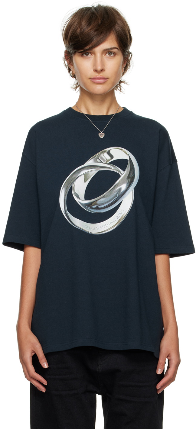 lesugiatelier Navy Wedding Ring T-Shirt lesugiatelier