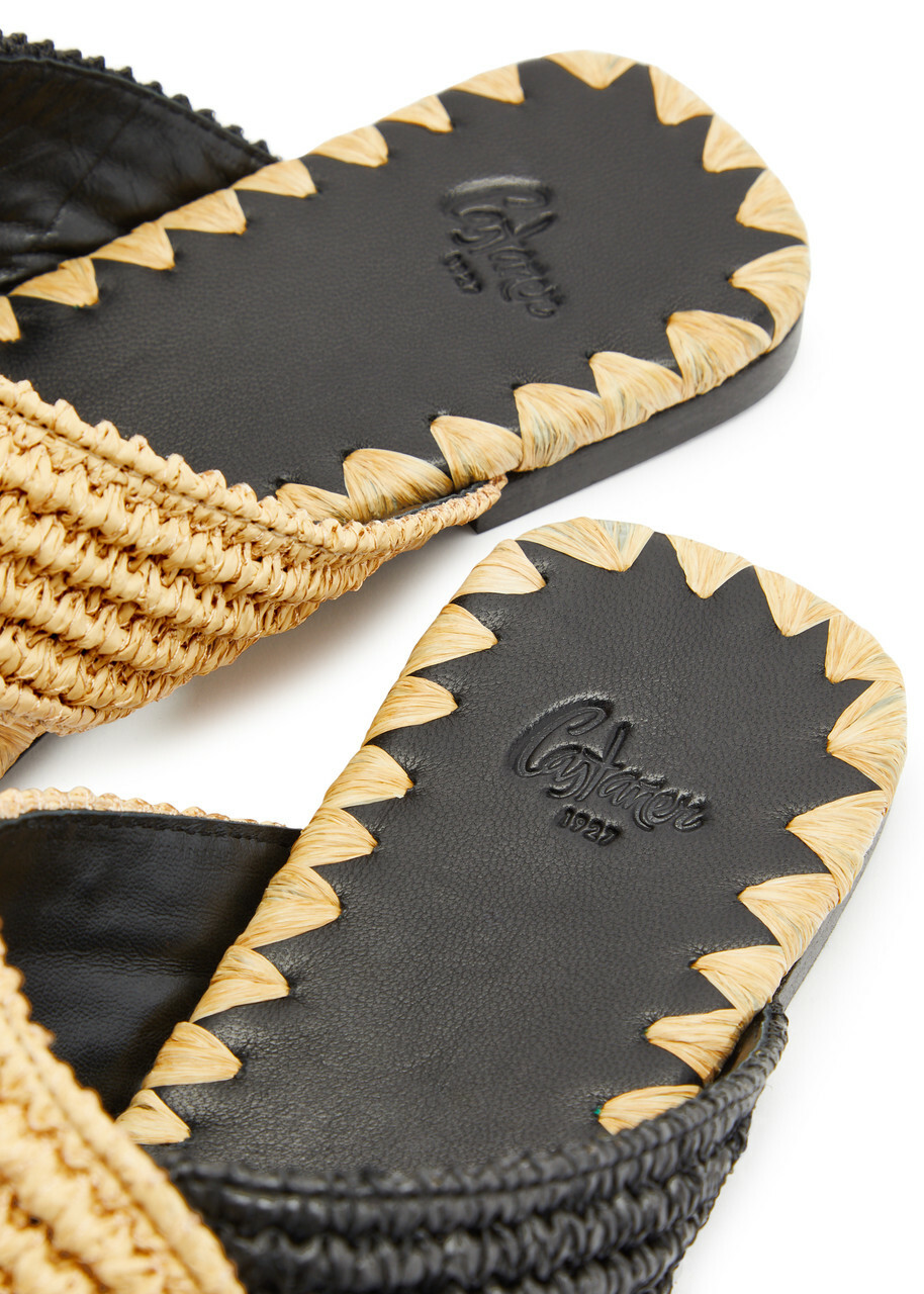 Castañer Prado Raffia Sliders Black Castaner