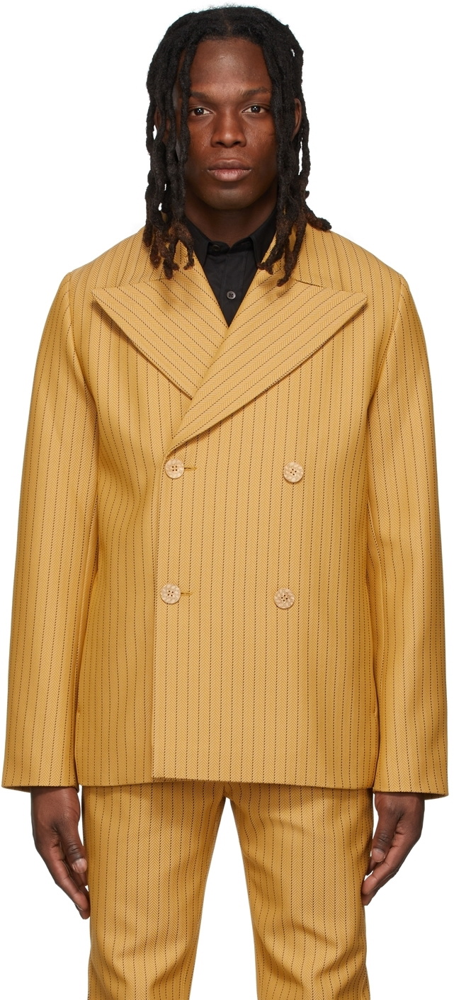 Séfr SSENSE Exclusive Yellow Pinstripe Hamra Blazer Séfr