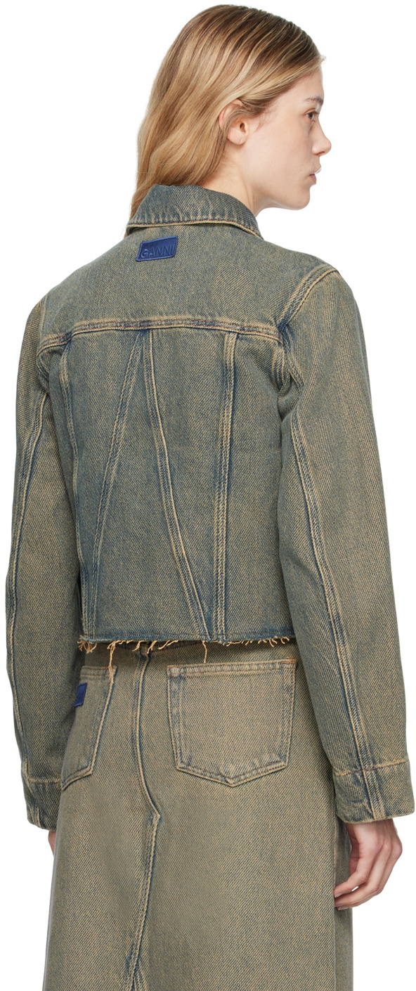 GANNI Brown Overdyed Heavy Denim Jacket GANNI