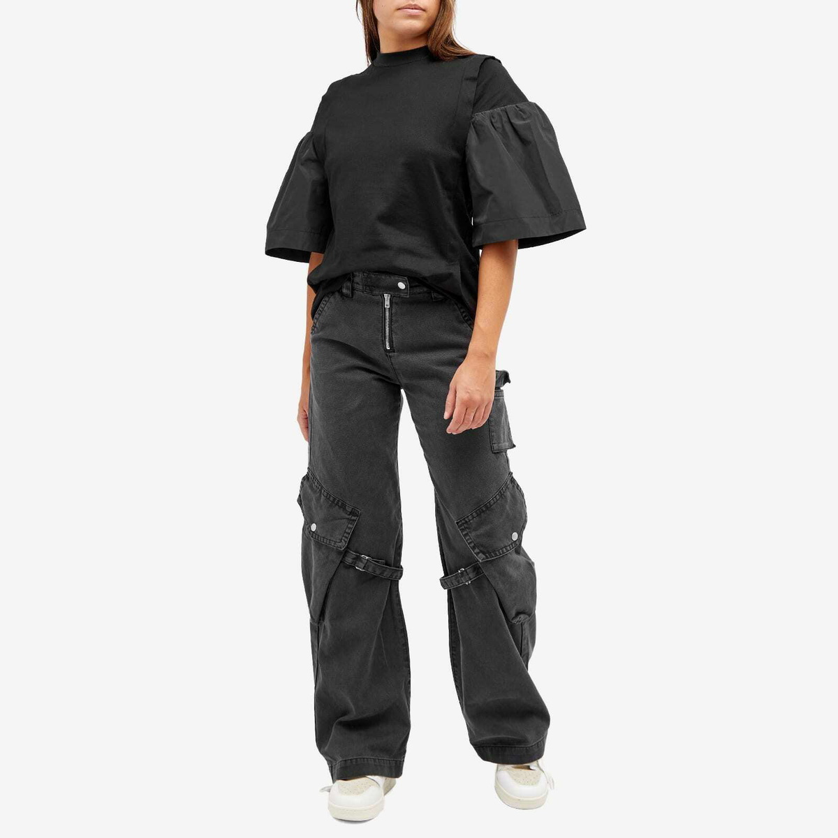 Acne Studios Women's Potina Cotton Combat Bottoms in Washed Black Acne ...