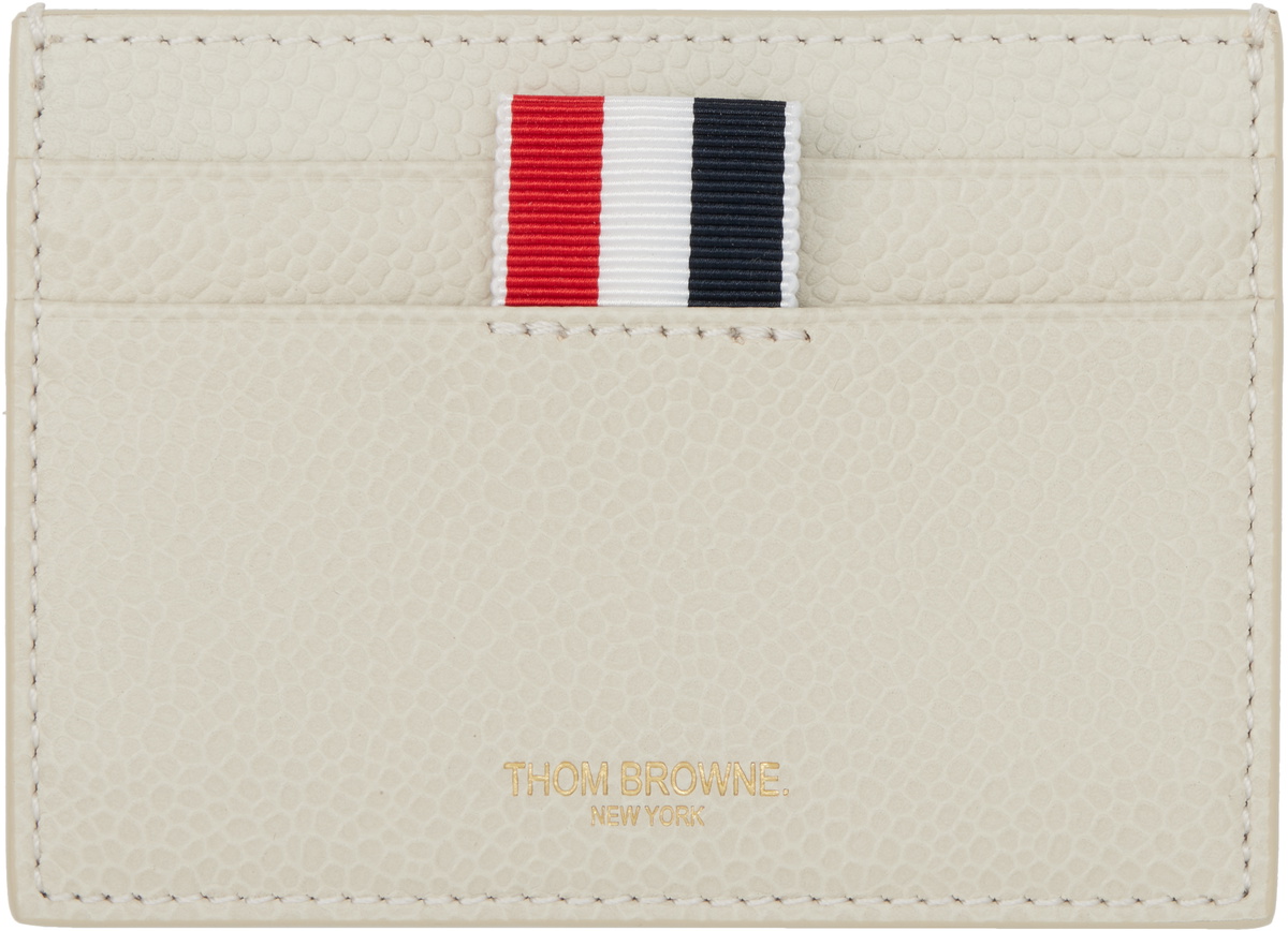 Thom Browne Off-White Pebble Grain Hector Single Card Holder Thom Browne