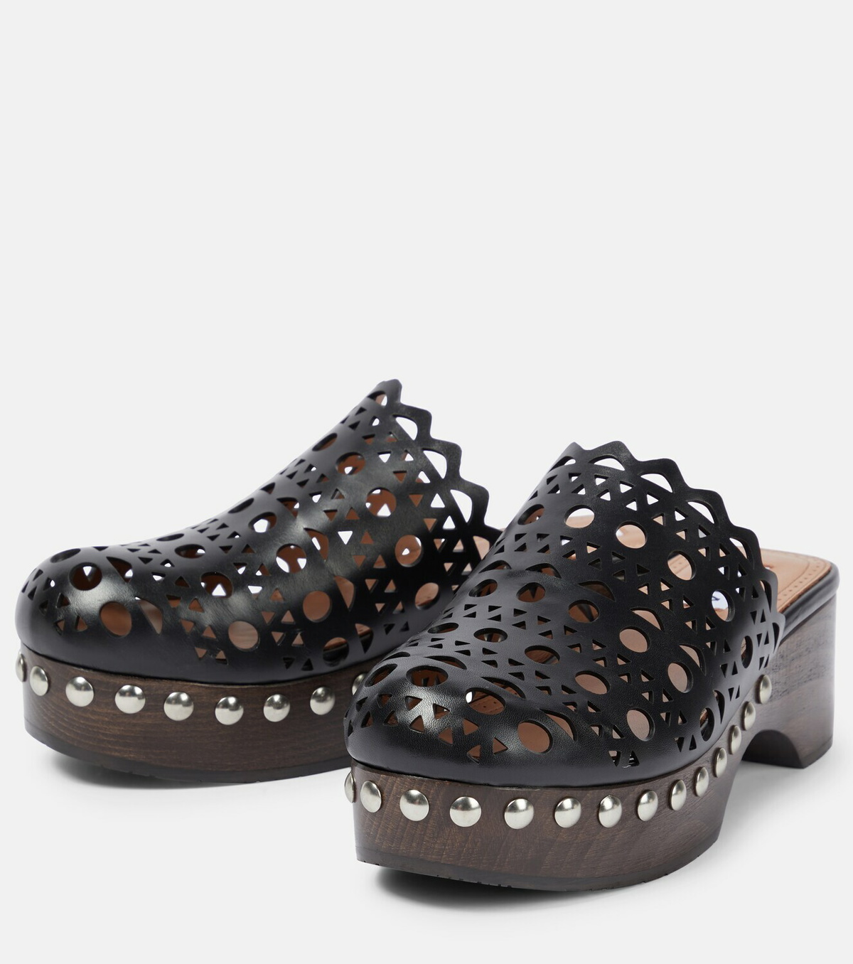 Alaïa Laser-cut leather clogs ALAÏA