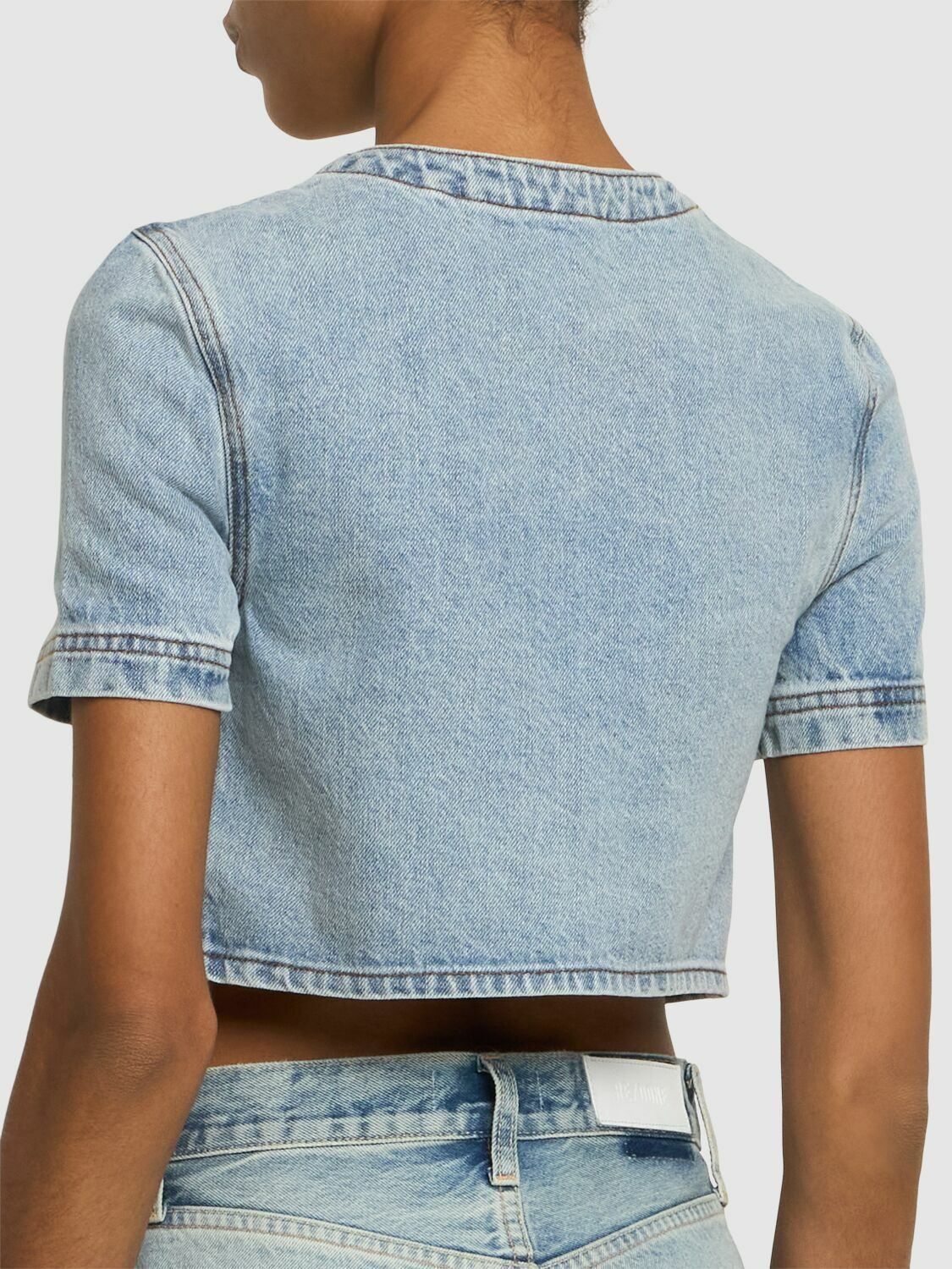 SELF-PORTRAIT Embellished Denim Top Self-Portrait
