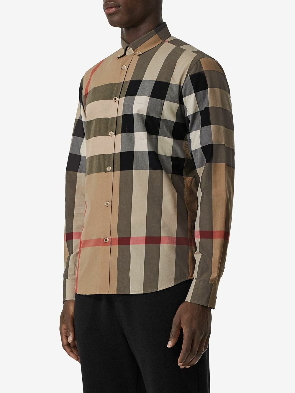 BURBERRY - Check Motif Cotton Shirt Burberry