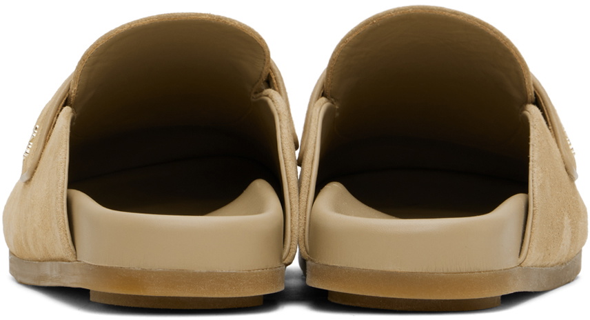 Max Mara Beige Soft Suede Mules Max Mara