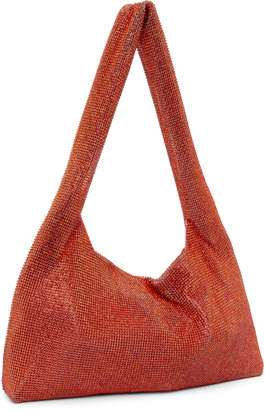 KARA Orange Crystal Mesh Armpit Bag Kara