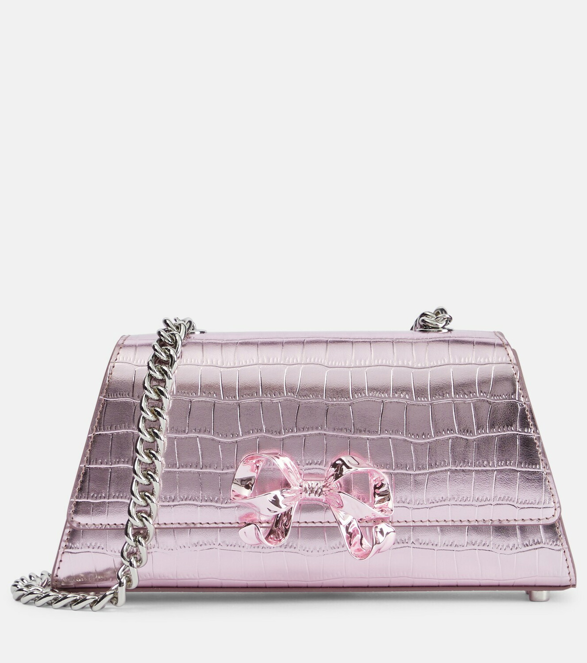 Self-Portrait Bow Mini metallic leather shoulder bag Self-Portrait