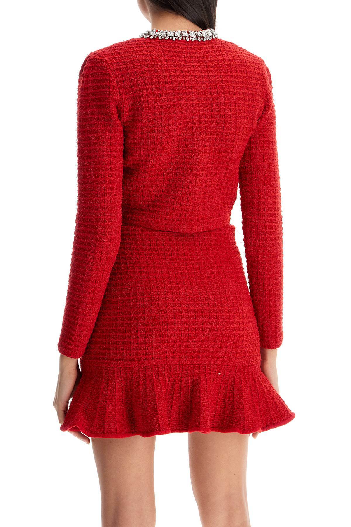 SELF PORTRAIT short cardigan with crystals Red Self-Portrait