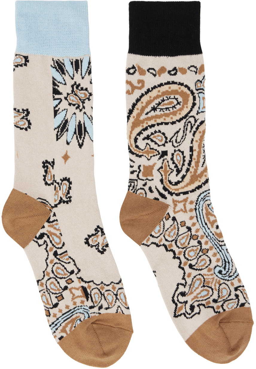 sacai Beige Bandana Socks Sacai
