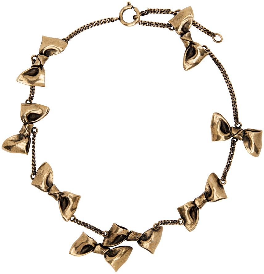 Acne Studios Gold Karen Kilimnik Edition Multi Bow Necklace Acne Studios