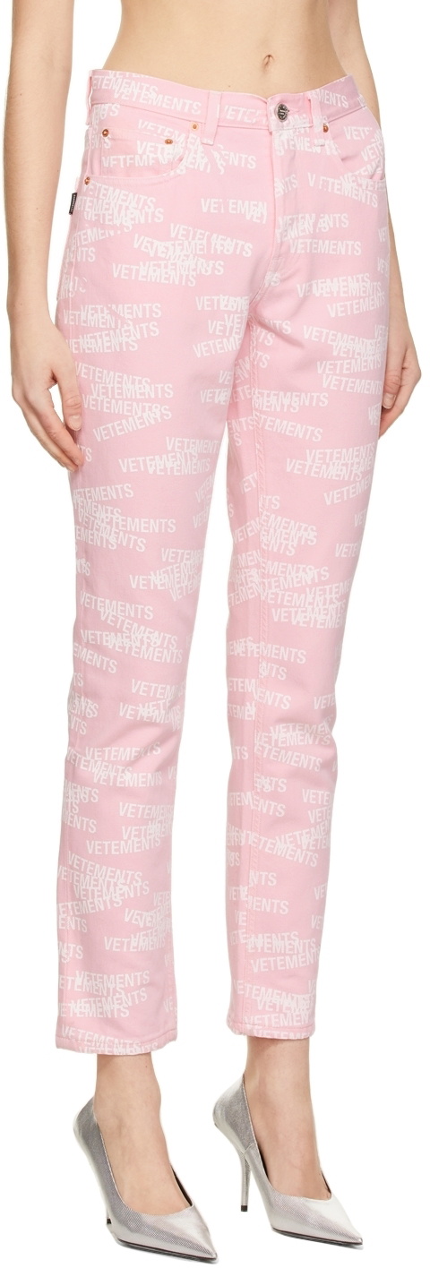VETEMENTS Pink Stamped Logo Magic Fit Jeans Vetements