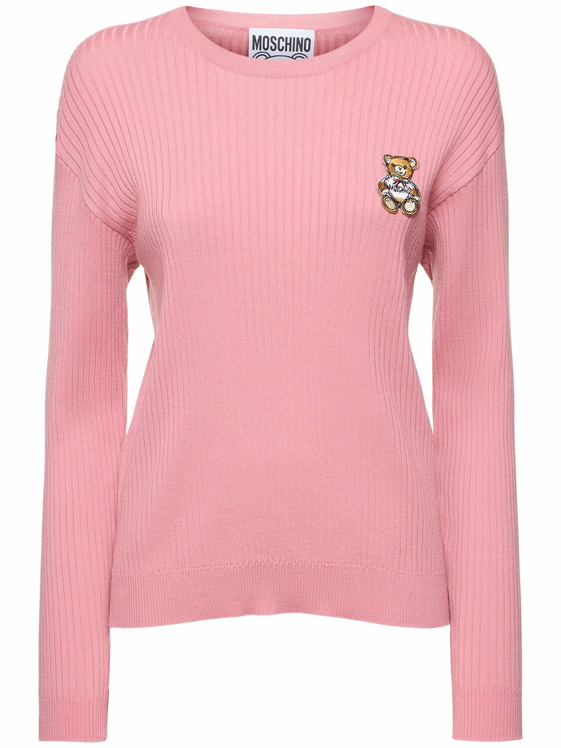 MOSCHINO Wool Ribbed Knit Sweater Moschino