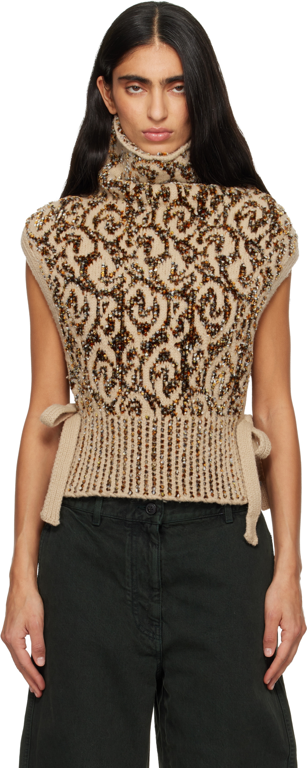 Dries Van Noten Beige Jacquard Dickey Dries Van Noten