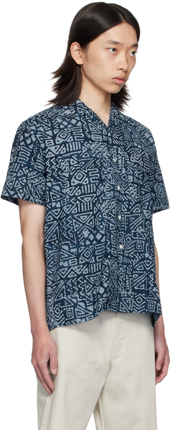 BEAMS PLUS Blue Batik Print Shirt Beams Plus