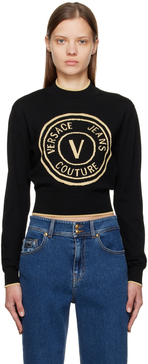 Versace Jeans Couture Black V-Emblem Sweater Versace