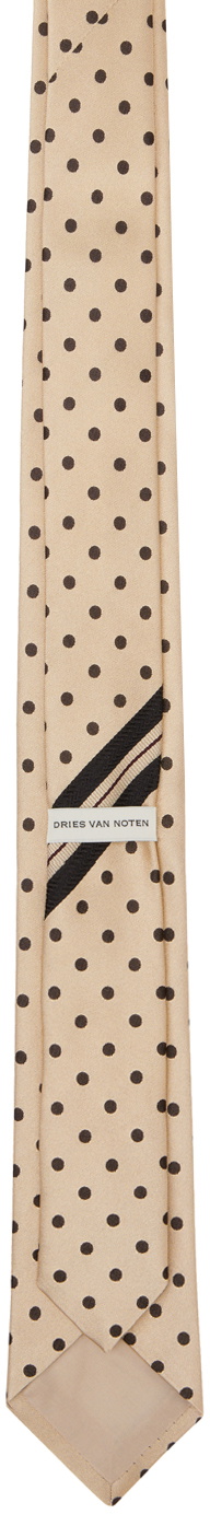 Dries Van Noten Beige Spotted Tie Dries Van Noten