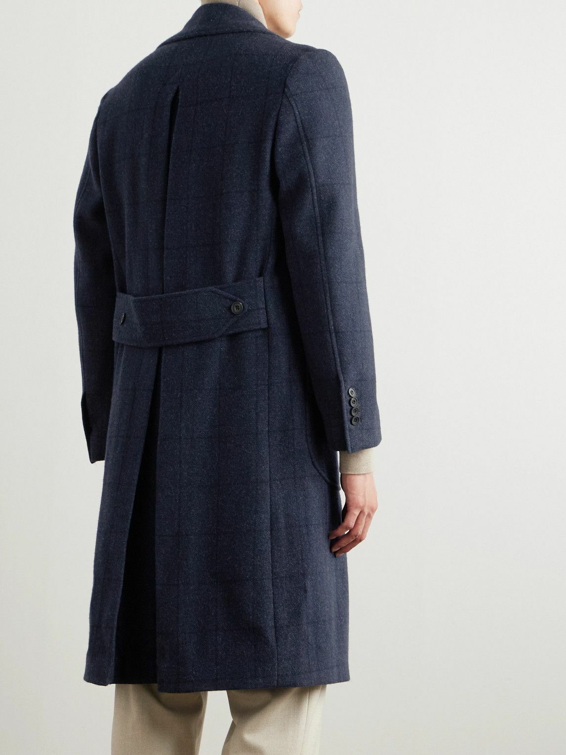 Rubinacci - Ulster Double-Breasted Checked Wool Coat - Blue Rubinacci