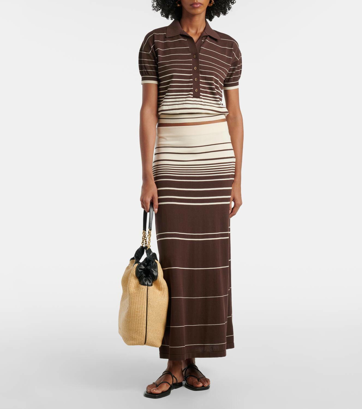 DeMellier Miami leather and raffia shoulder bag DeMellier