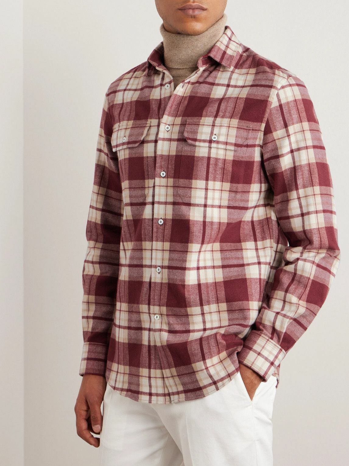 Brunello Cucinelli - Checked Cotton-Flannel Shirt - Red Brunello Cucinelli