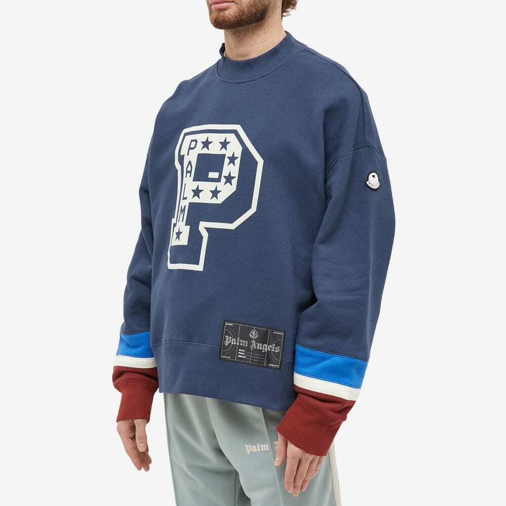 Moncler Men's Genius x Palm Angels P Crew Sweat in Navy Moncler