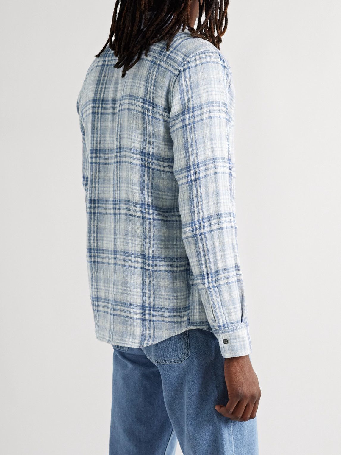Faherty - Reversible Checked Organic Cotton Shirt - Blue Faherty