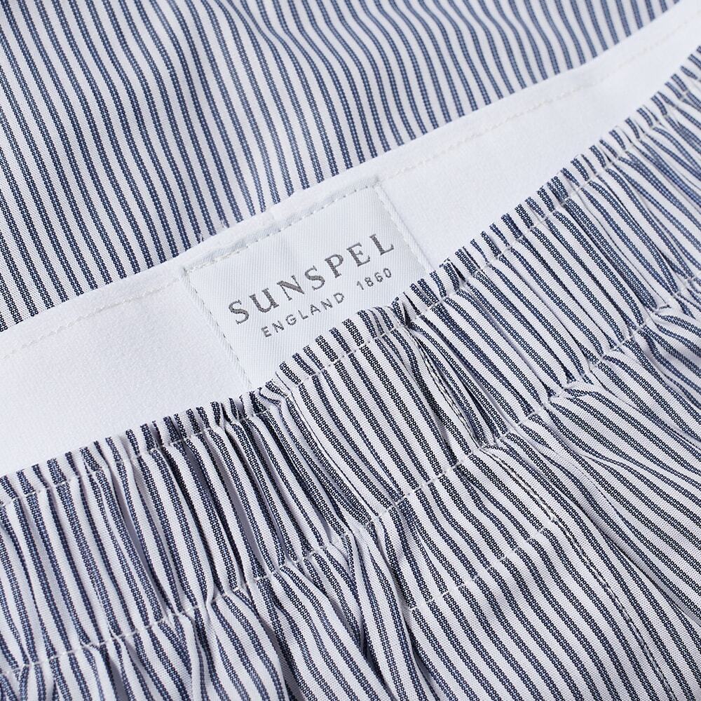Sunspel Men's Classic Boxer Short in White/Navy/Pinstripe Sunspel