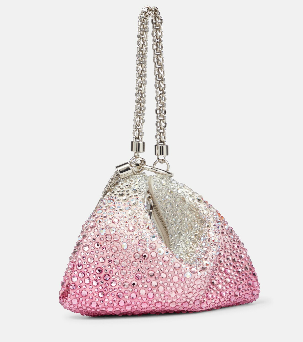 Jimmy Choo - Callie crystal-embellished satin pouch Jimmy Choo