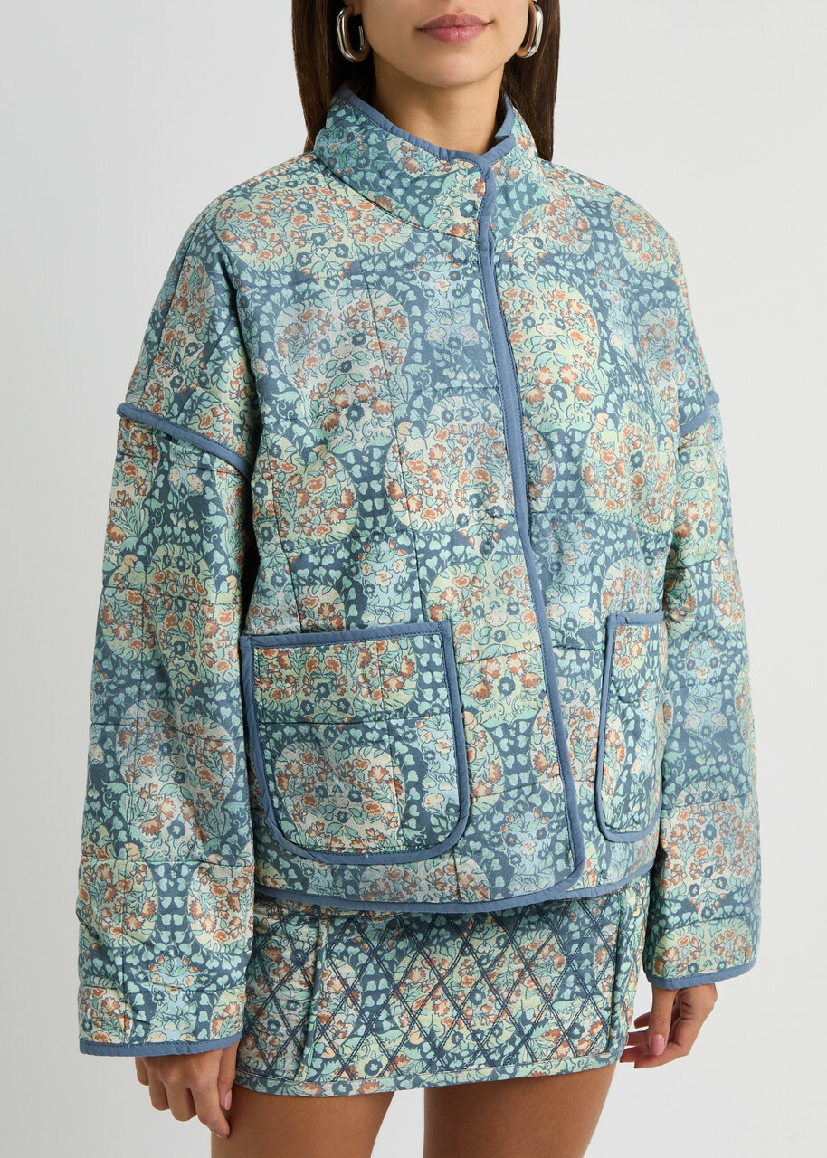 Free People Chloe Floral-print Quilted Cotton Jacket Blue Free People