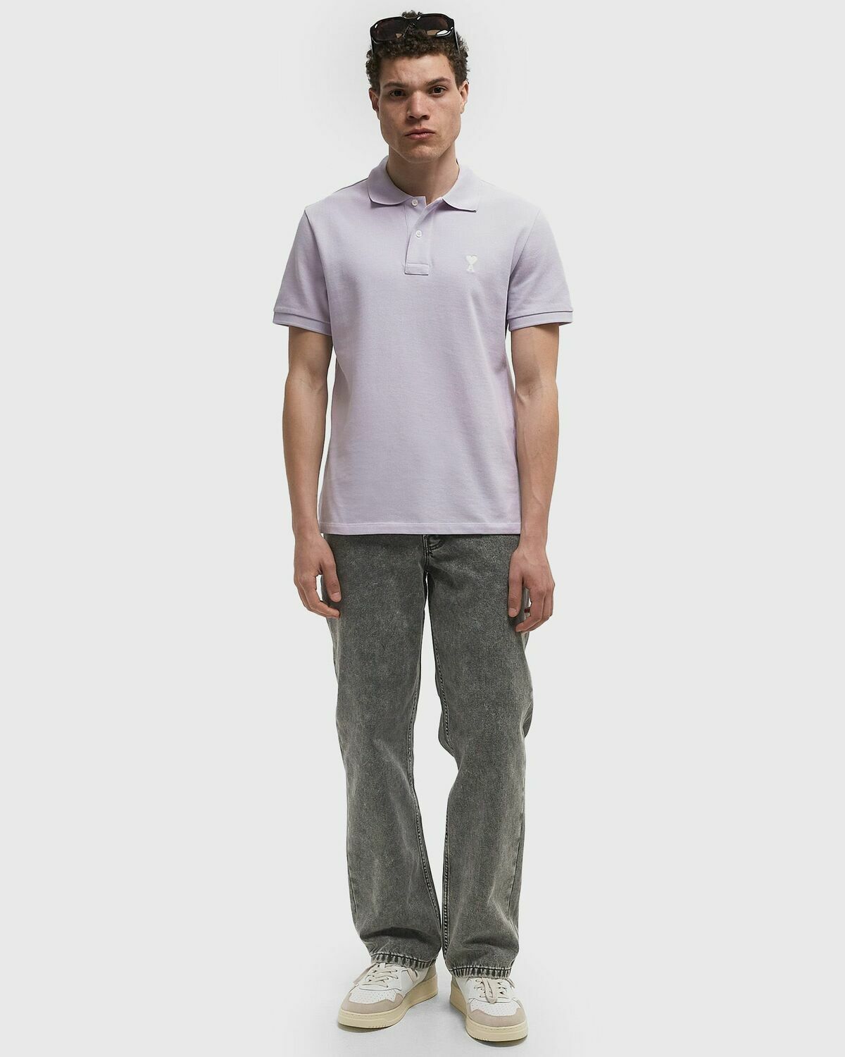 AMI Paris CLASSIC AMI DE COEUR POLO SHIRT Purple Men AMI