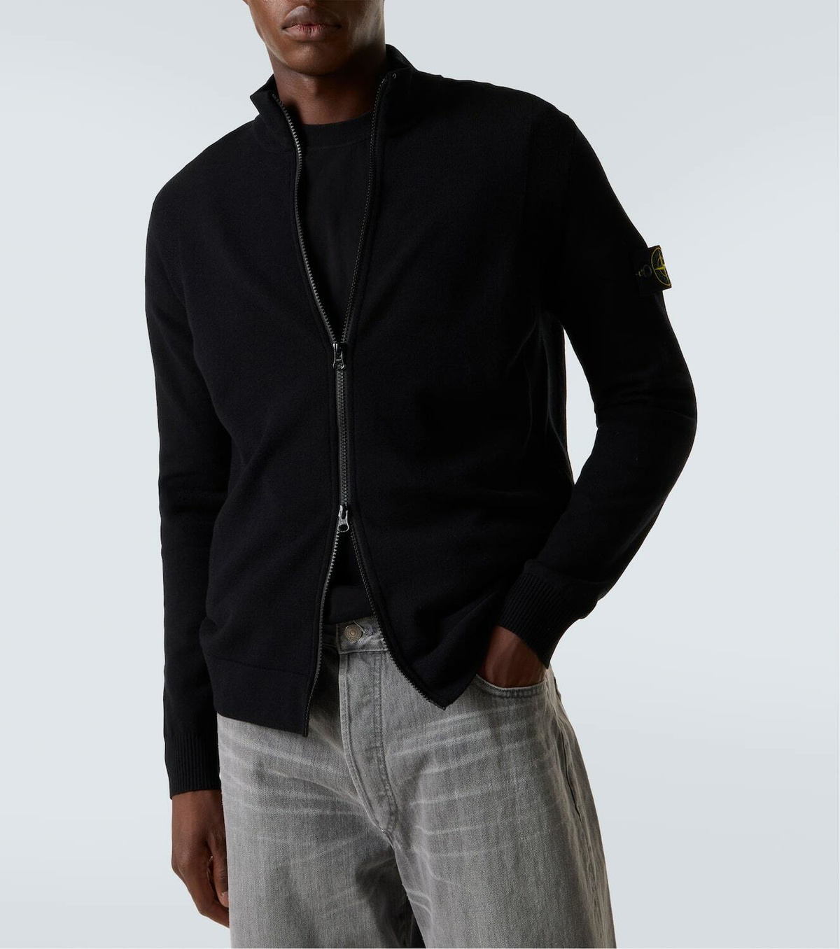 Stone Island Embroidered wool-blend cardigan Stone Island