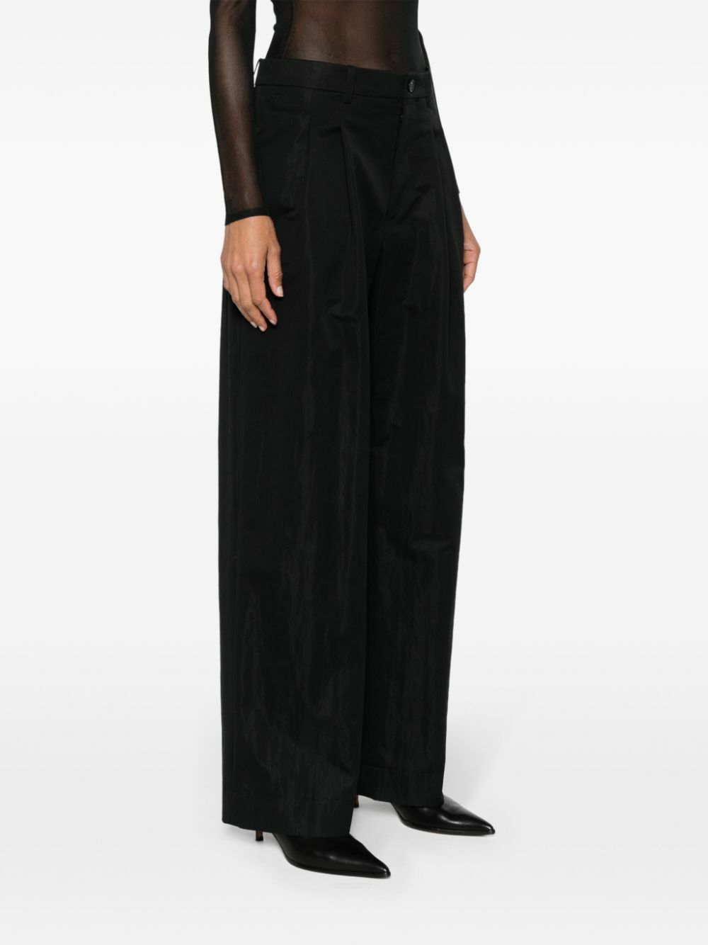 WARDROBE.NYC Black Micro Pleated Tailored Trousers WARDROBE.NYC