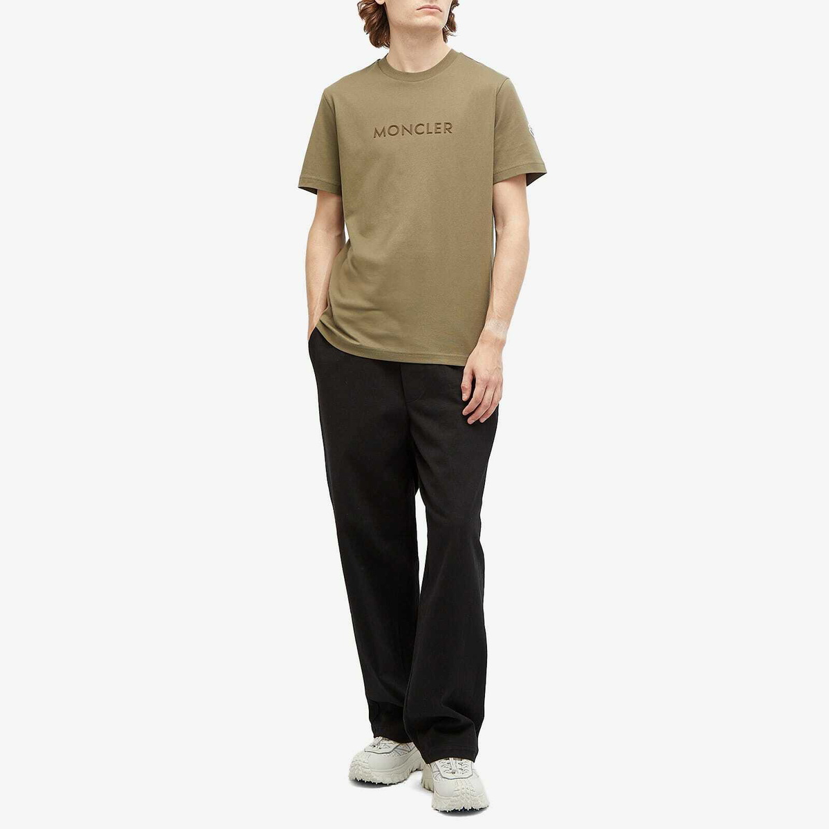 Moncler Men's Text Logo T-Shirt in Green Moncler