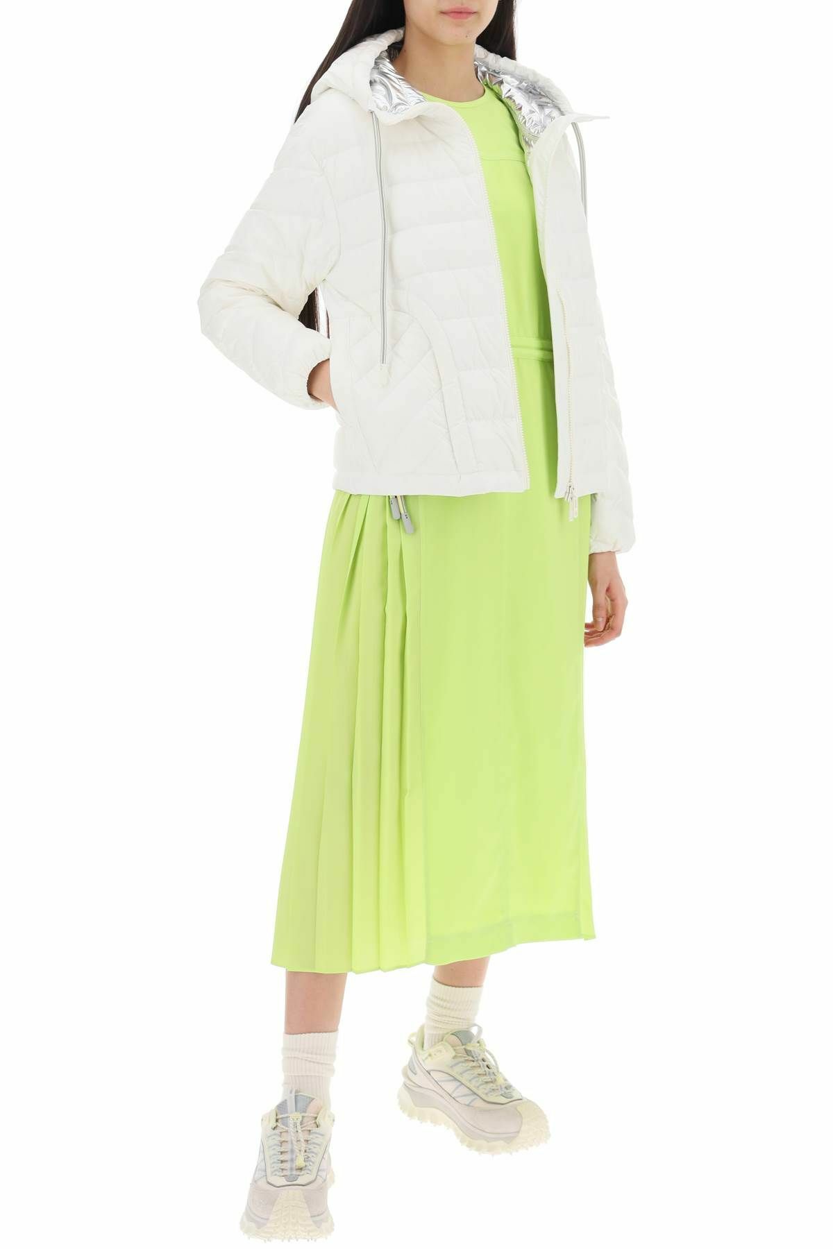 MONCLER column dress with pleated detailing Green Moncler