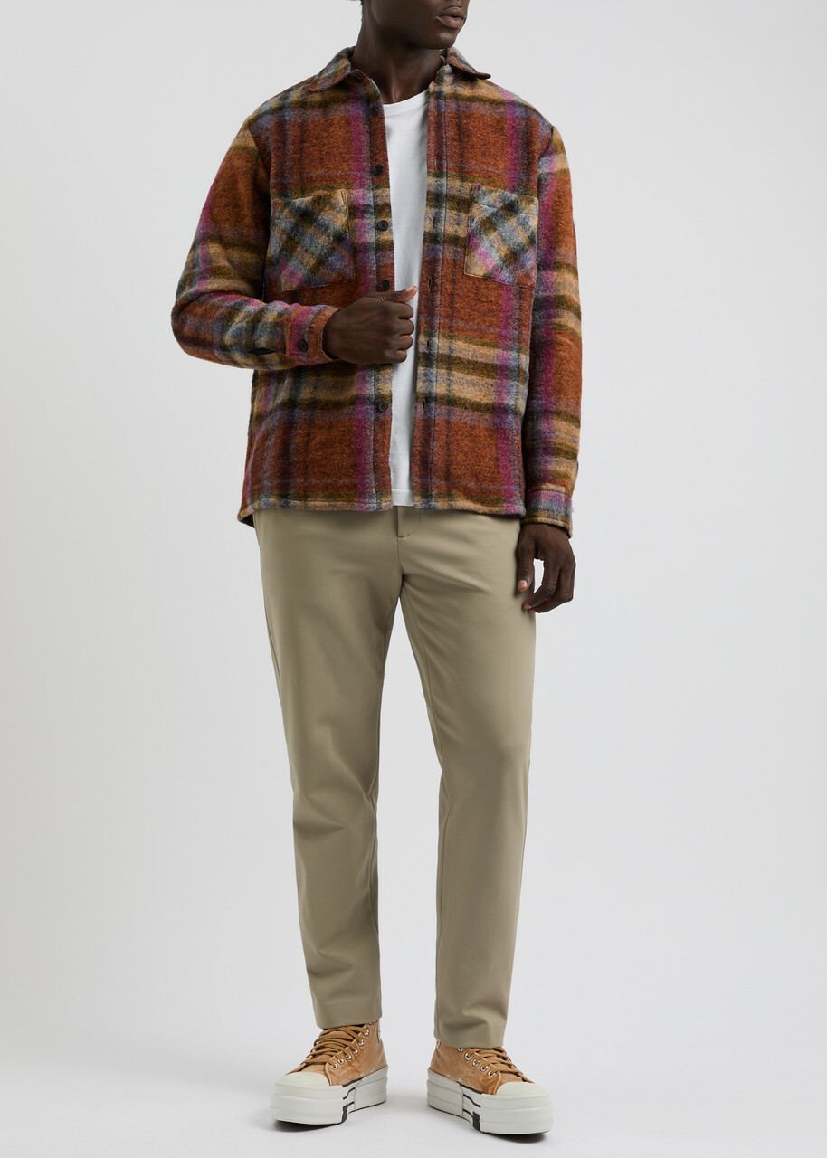 Wax London Whiting Checked Wool-blend Overshirt Multicoloured Wax London