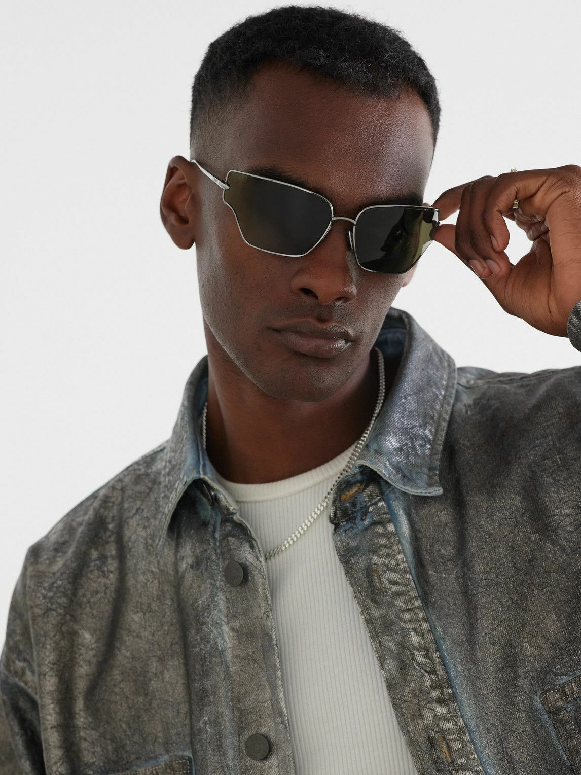 LOEWE - Wrap-Around Silver-Tone Sunglasses Loewe