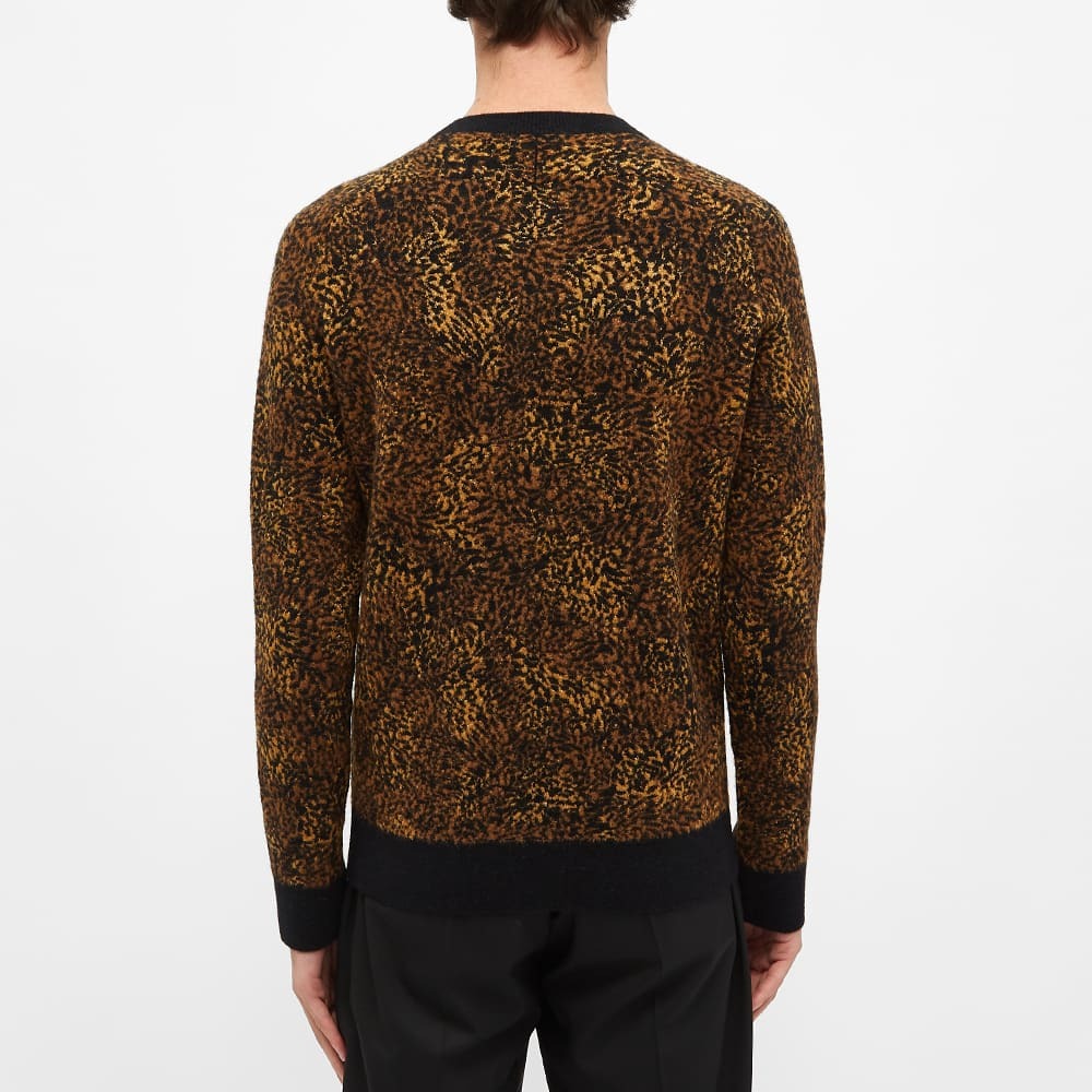 Saint Laurent Mens Leopard Crew Knit In Camel Saint Laurent