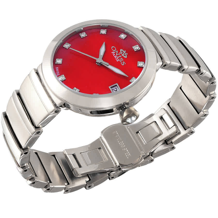 Oniss ON5559SS Quartz Red Dial Ladies Watch ON5559SSLRD Oniss